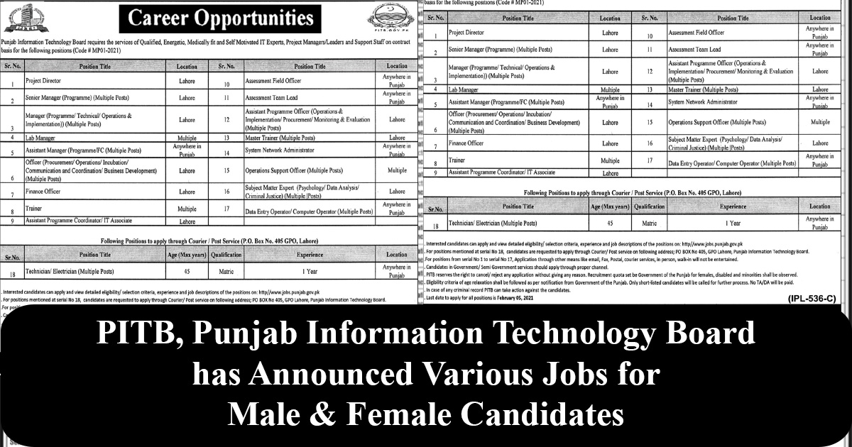 Punjab Information Technology Board PITB 2025